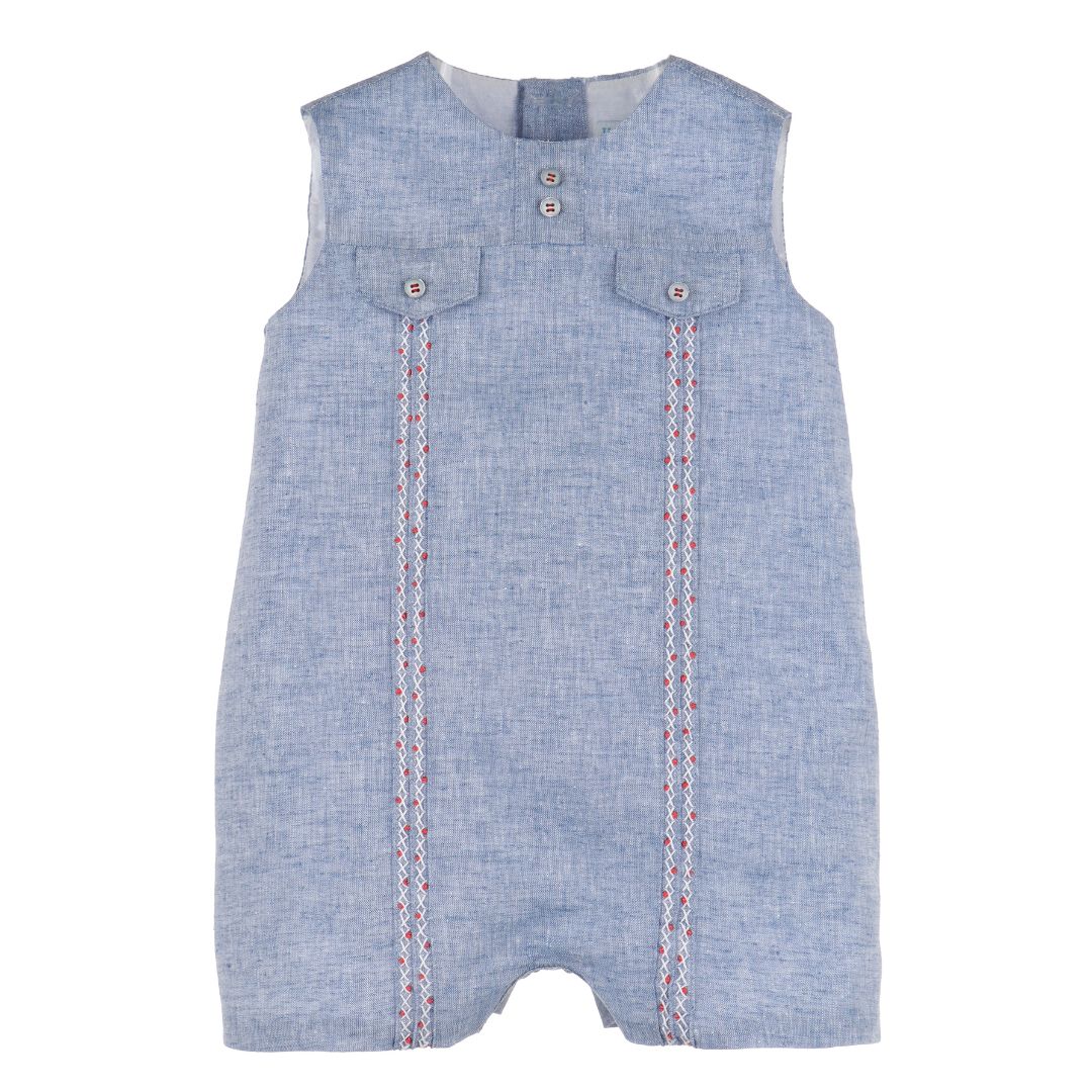 Blue Romper with Red Embroidery – Luli and Me - Alexas Little Boutique
