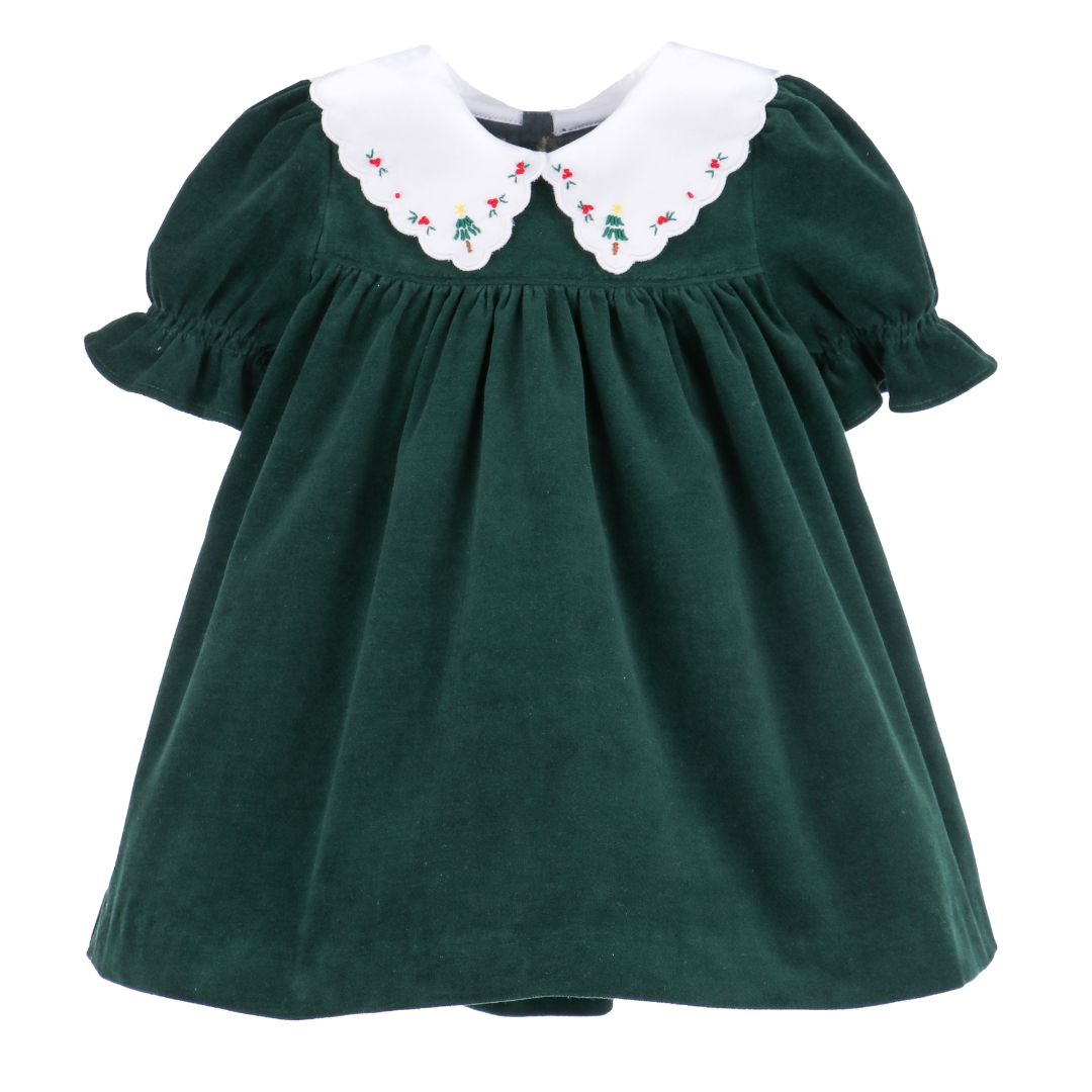 Green velvet dress with embroidered collar – Sophie & Lucas - Alexas ...